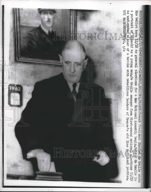 French Pres. Charles de Gaulle voting 1962 Vintage Press Photo Print ...