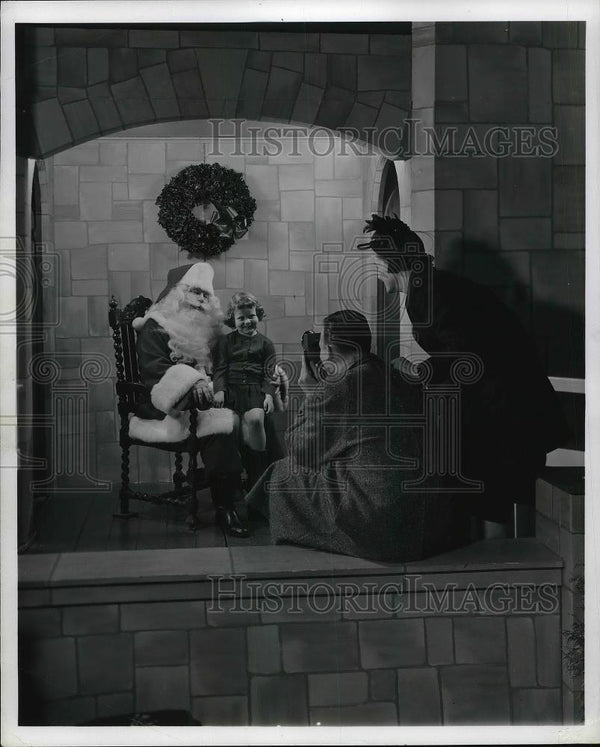 Child on Santa's Lap Being Photographed by Parents 1963 Vintage Press ...