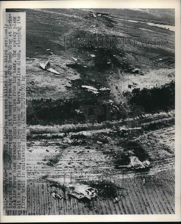 Aerial view of the crash site of the 2 B45 jet bomber collision 1949 ...