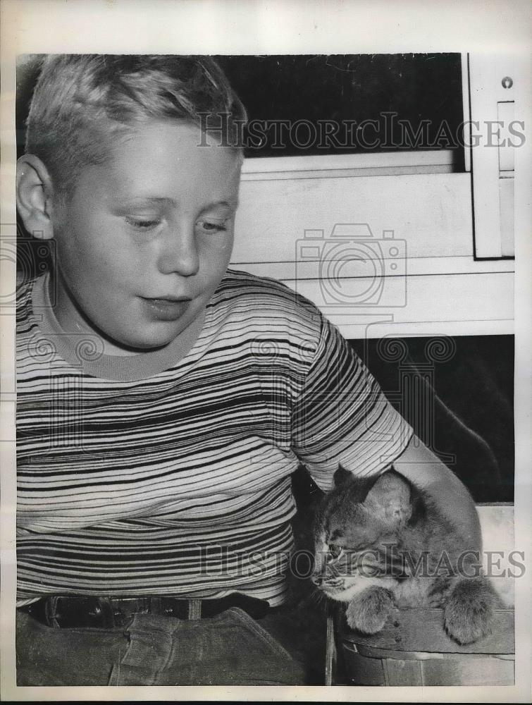 David Priest, Jr., with an 8-week-old Bobcat 1957 Vintage Press Photo ...