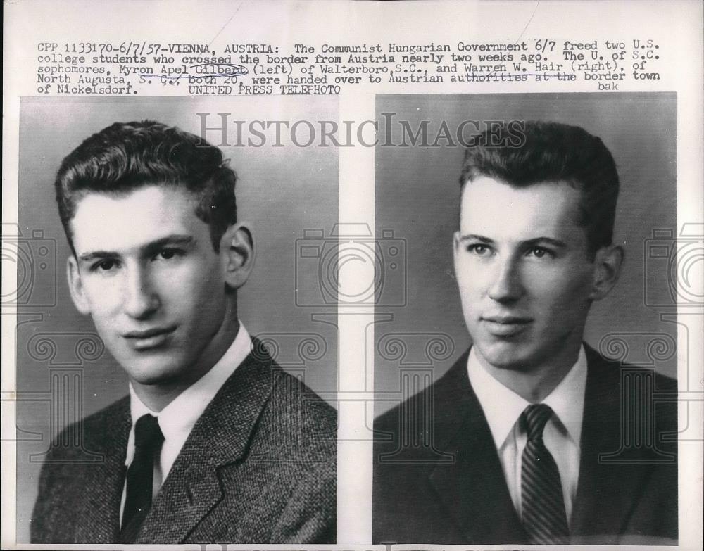 Myron Apel Gilbert, Warren Hair, freed by Communist Hungarian 1957 ...