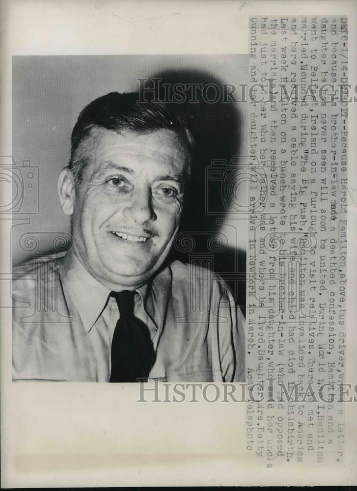Harold Hamilton Bus Driver 1948 Vintage Press Photo Print - Historic Images