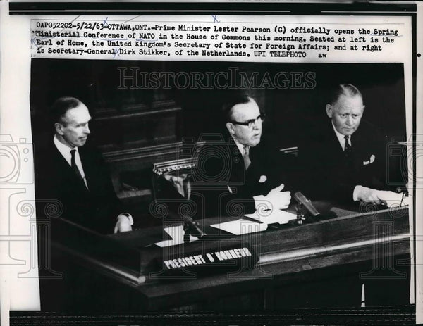 Prime Minister Lester Pearson, Earl of Home, Dirk Stikker, NATO 1963 ...