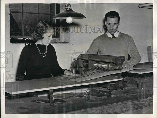 Multiple revolving blades cutting properly seasoned flitches 1939 ...