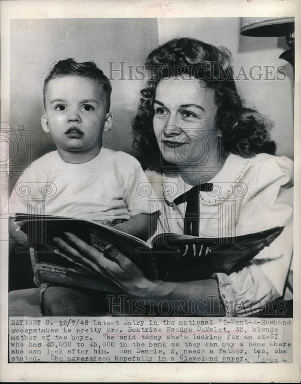 Beatrice Hodge DeMolet & Son Dennis 1948 Vintage Press Photo Print ...