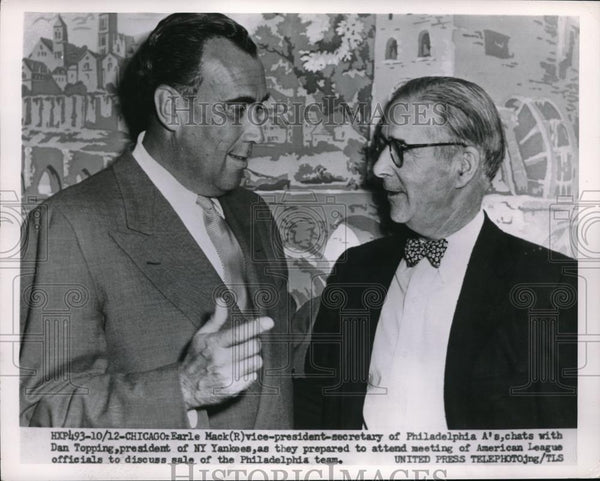 Vice Pres. Secretary Of Philadelphia A's Earle Mack,Dan Topping 1954 ...