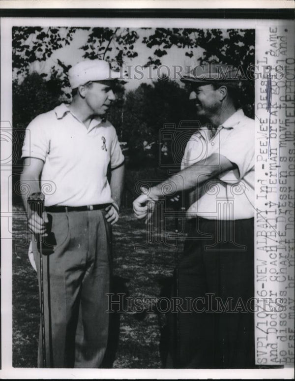 Brooklyn Dodgers Peewee Reese & Coach Billy Herman During Game Undated ...