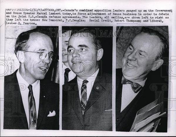 Canada's Marcel Labert, T.C. Douglas, Robert Thompson, Lester 1963 ...