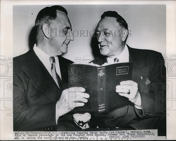 Retiring Harry Darby with former Gov. Frank Carlson 1950 Vintage Press ...