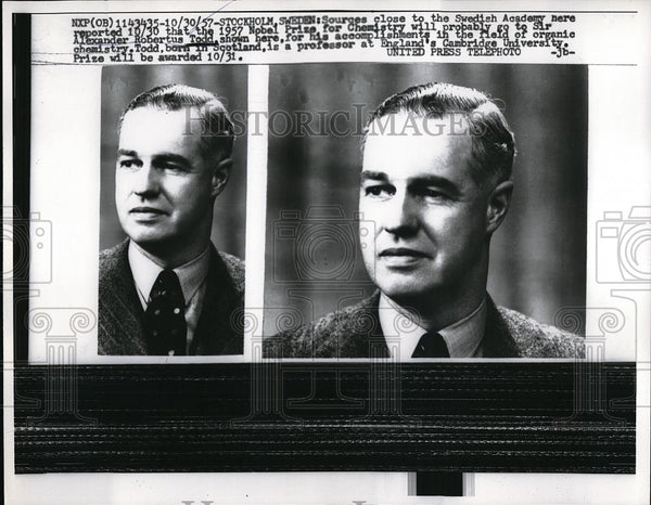 Cambridge chemist, Sir Alexander Todd, Nobel Prize, Chemistry 1957 ...