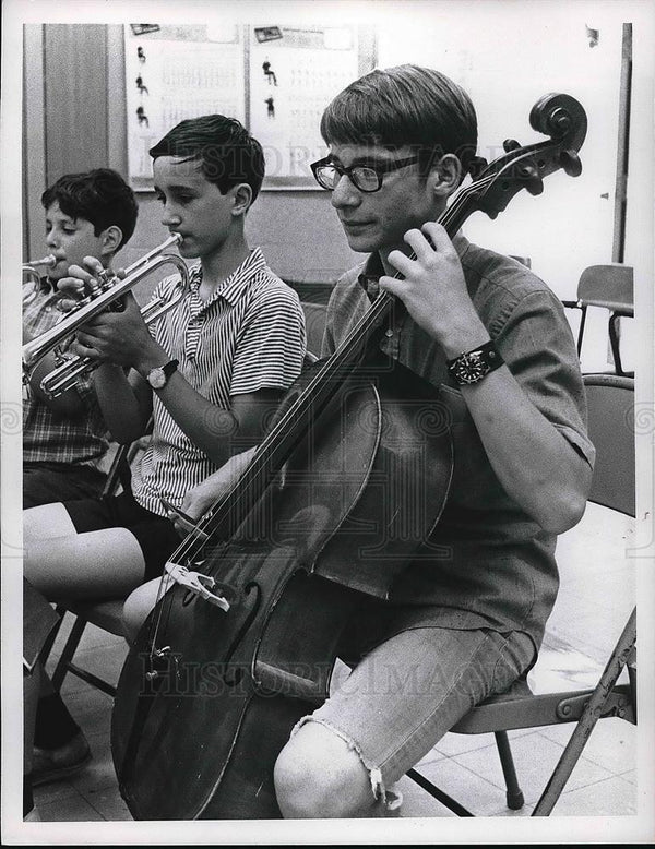 Cello Player Allen Radio & Cornet Player John Reed Practicing 1968 ...