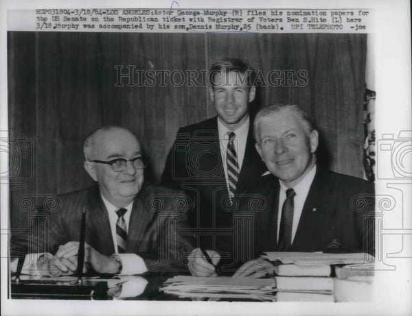 Actor George Murphy Files Nomination Papers for Senate 1964 Vintage ...