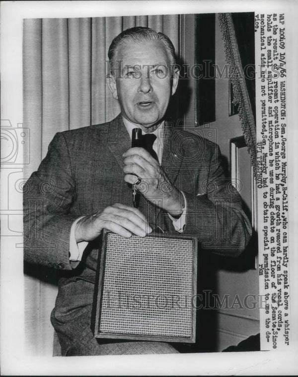 Sen.George Murphy hardy speak after a vocal Cord operation. 1966 ...