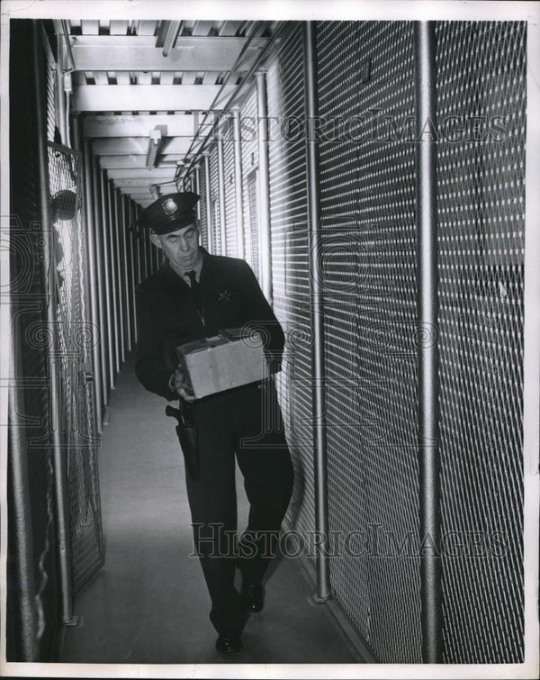 Chief Guard James Curl storing box of microfilm 1957 Vintage Press ...