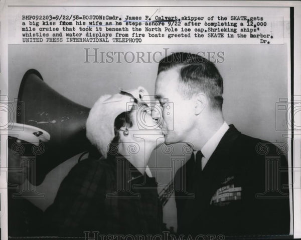 Stake Skipper James Calvert Kisses Wife Before Departing 1958 Vintage ...