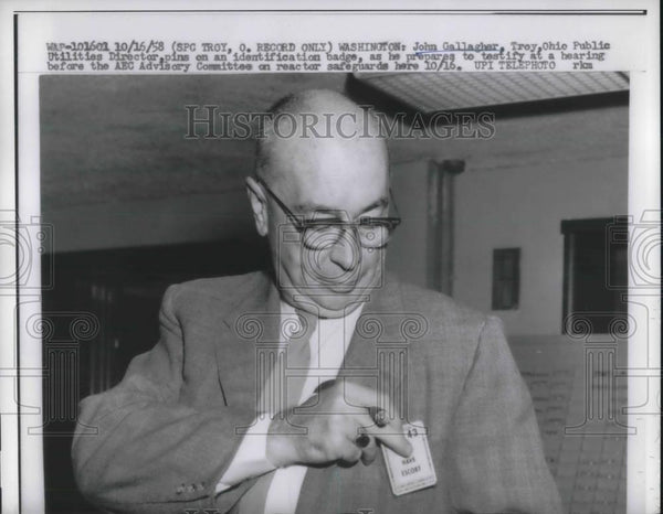 Troy, Ohio, Utilities Director John Gallagher Testifies to AEC 1958 ...