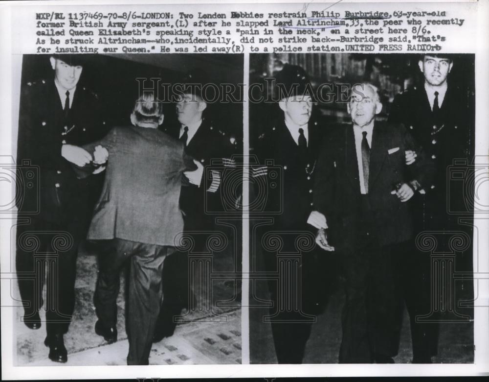London, Bobbies with P Burbridge after slap to Lord Altrincham 1957 ...