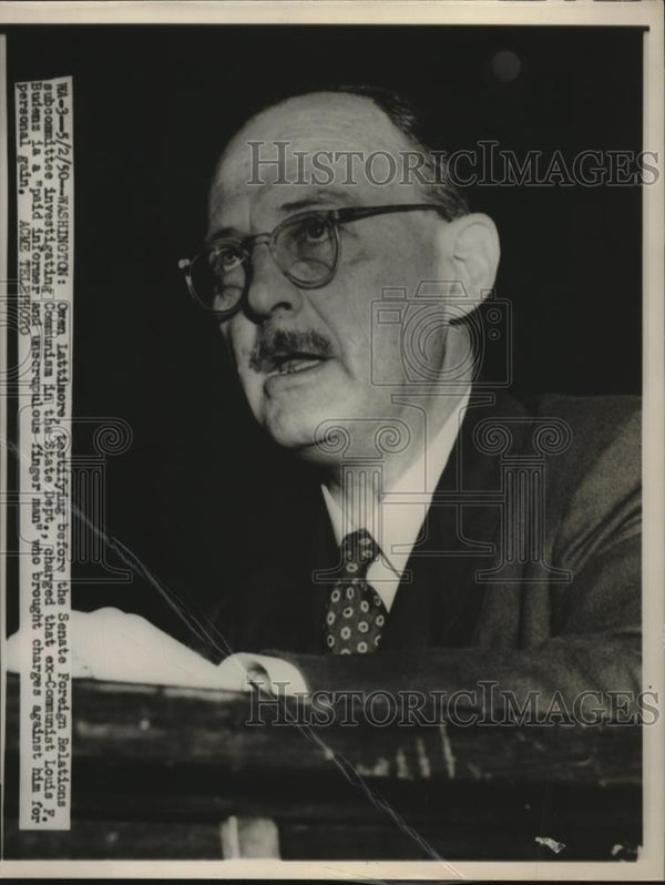 Owen Lattimore, testifying before Senate Subcommittee 1950 Vintage ...