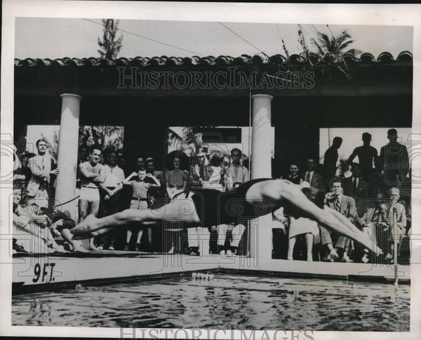 Coral Gables, Fla, Ralph Flanaghan sets World record for 500 mt 1938 ...