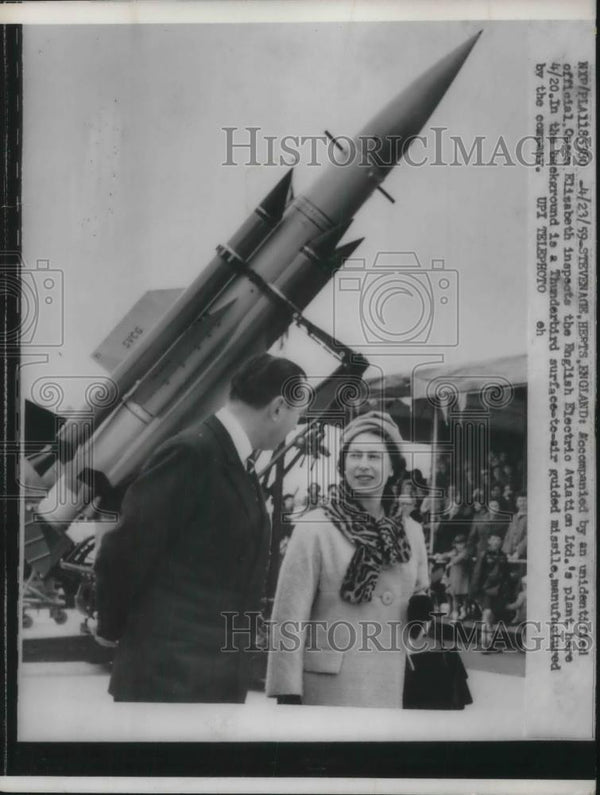 Stevenage, England Queen Elizabeth at Aviation Ltd plant 1959 Vintage ...