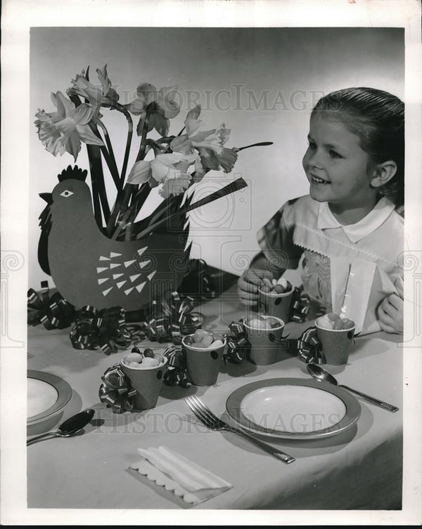Easter party table decorations with lillies 1957 Vintage Press Photo ...