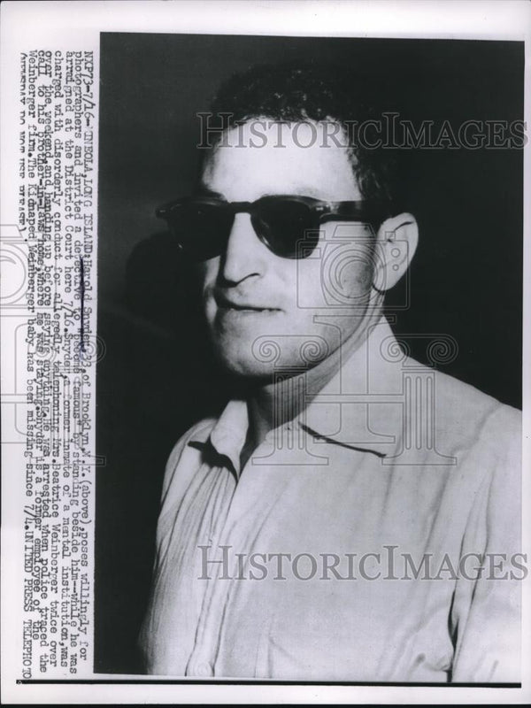 1956 Press Photo Harold Snyder Held on Kidnapping Charges of an Infant ...