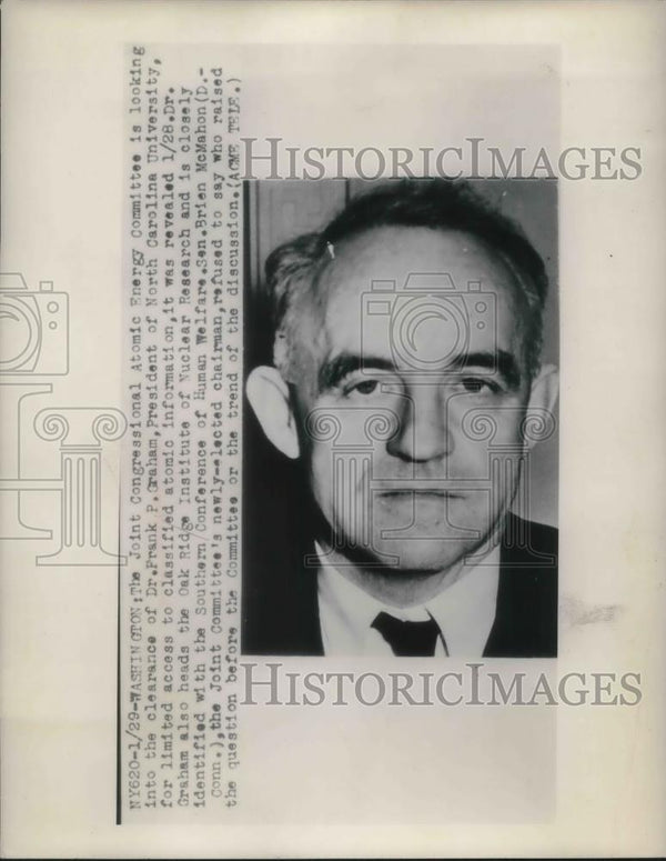 1948 Press Photo Dr. Frank P. Graham, President of North Carolina Univ ...
