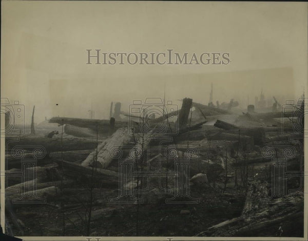 1922 Press Photo Smoldering Remains in Path of Oregon Forest Fire ...