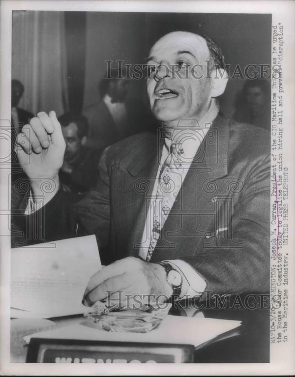 1953 Press Photo Joseph Curran President of CIO Maritime Union in Wash ...