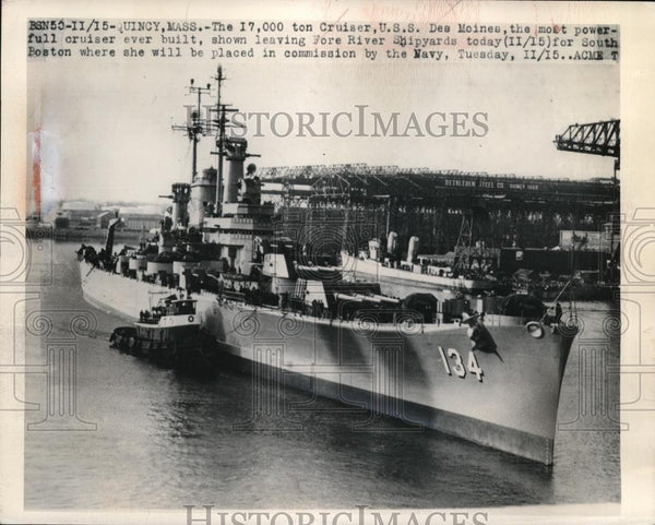 1940 Press Photo U.S.S. Des Moines most powerful cruiser ever built ...