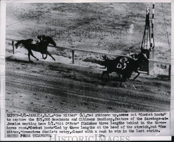 1953 Press Photo Jamaica, NY Ted Atkinson on One Hitter beats Combat B ...