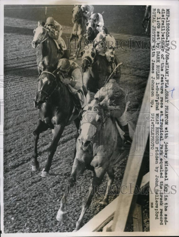 1958 Press Photo Miami Fla Michael Hay on Gray Phantom wins race - nes ...