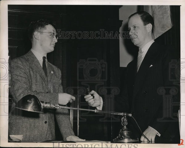 1940 Press Photo NYC City Council Pres Newbold Morris, Frank Romano ...