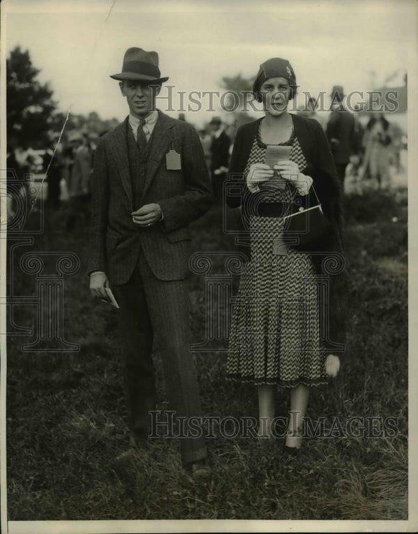 Mr and Mrs Thomas M Bancroft at meeting of Ensign Steeplechases 1930 ...