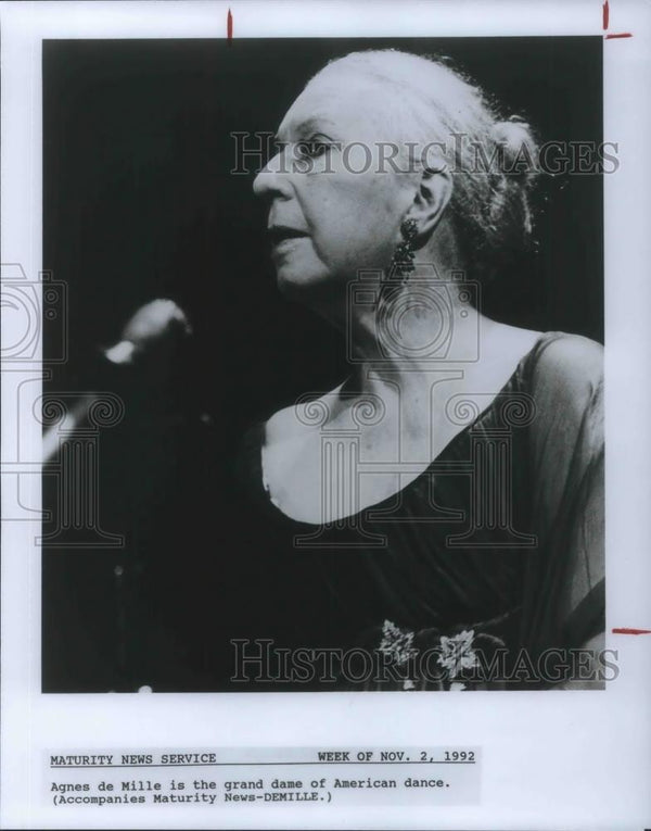 1992 Press Photo Agnes de Mille Dancer Chroegrapher - cvp04105 ...