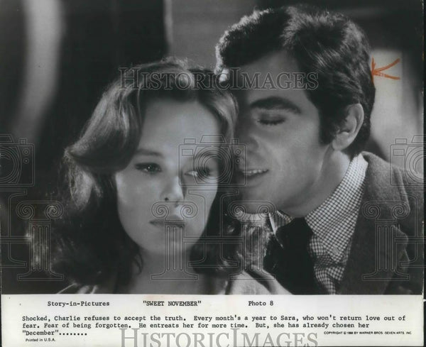 1968 Press Photo Sandy Dennis and Anthony Newley in Sweet November - c ...