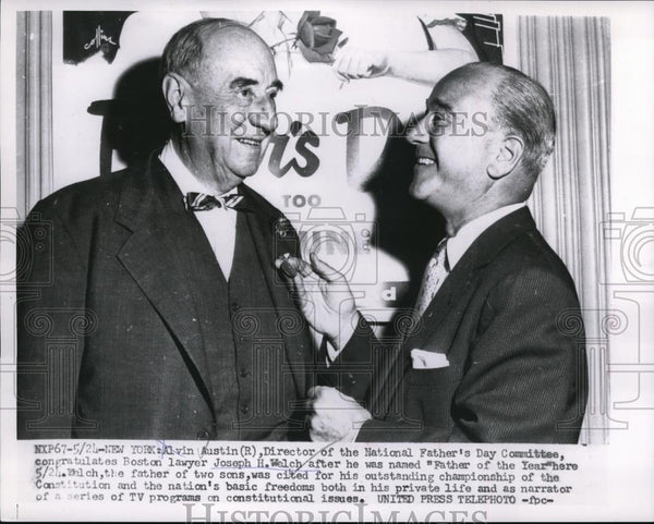 NYC Alvin Austin of Natl Father Day Committee & atty J Welch 1956 ...