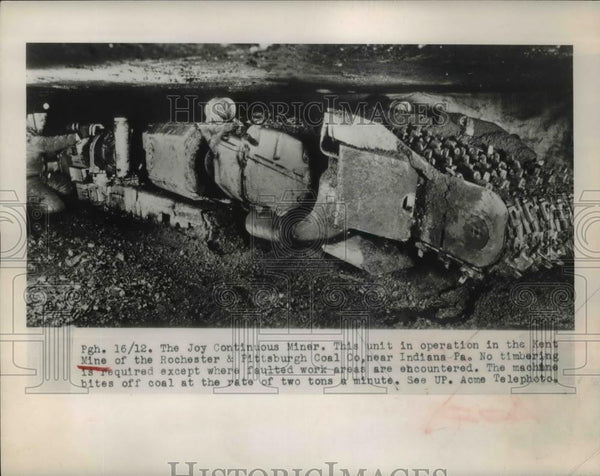 Joy continuous Miner at the Kent Mine of Rochester & Pittsburg 1948 ...