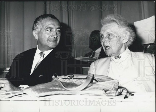 Dr. Erich Mende, and Mrs. Dr. Luders, also FDP 1963 Vintage Press Photo ...