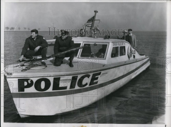 Officers Richard McKalvy and Arthur Broskin on a police boat 1959 ...