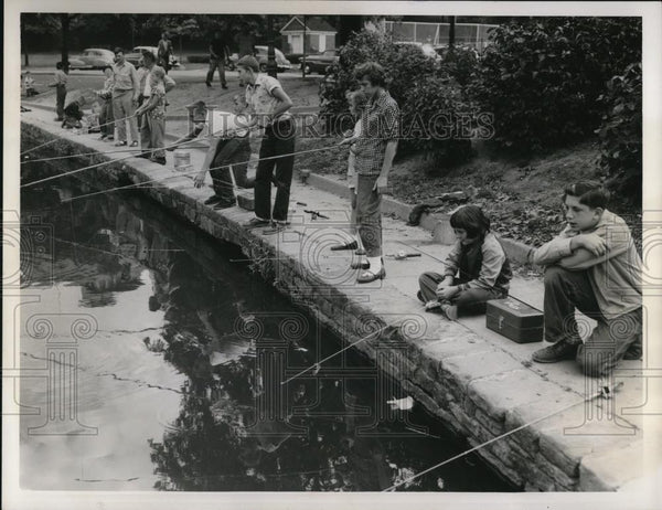 Fishing Derby at Rockefeller Pond 1954 Vintage Press Photo Print ...