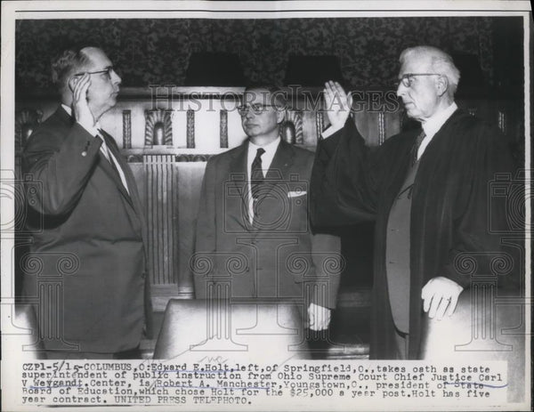Columbus Ohio Edward E Holt takes oath as State Superintendent 1957 ...