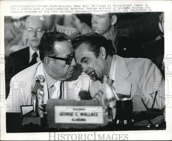 Governors J.B. Williams & G. Wallace huddle at conference 1971 Vintage ...