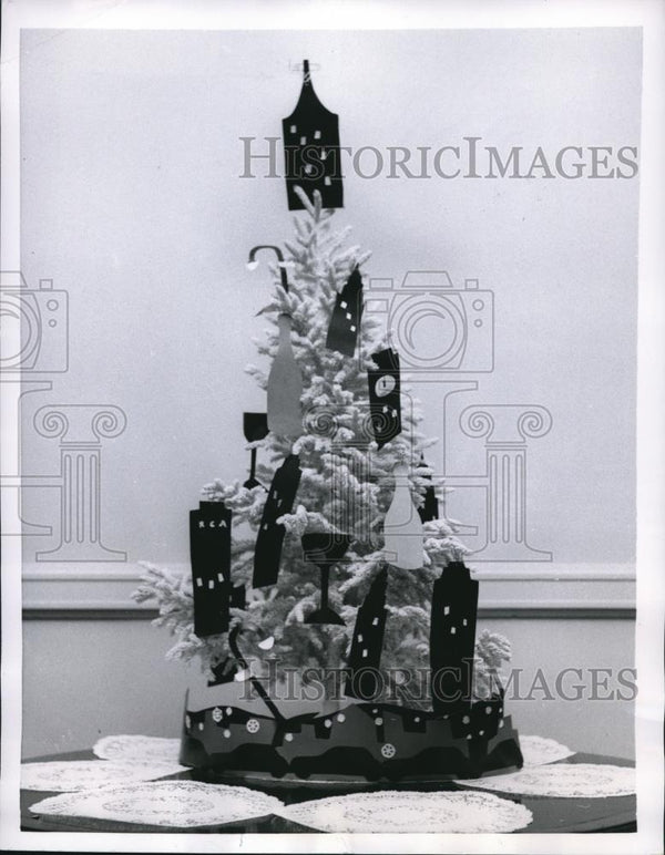 Dwarf Christmas tree, symbolic of gay Manhattan night 1954 Vintage ...