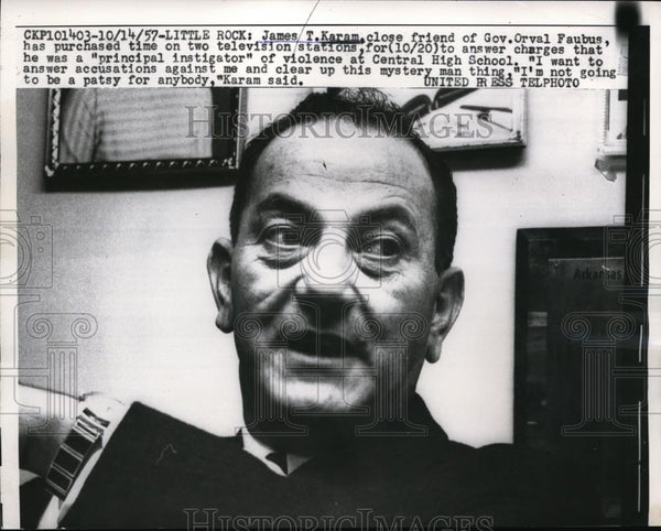 James T Karam answer charges of violence at Central High School 1957 ...