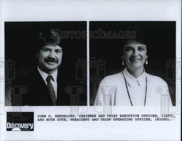 1986 Press Photo John S. Hendricks CEO Ruth Otte President The Discove ...