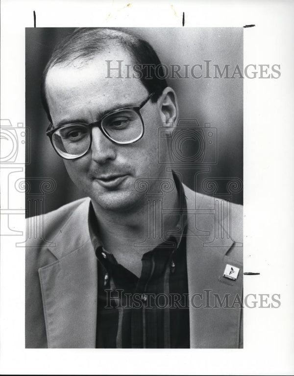 1989 Press Photo Communications Workers of America spokesman Jeff Rech ...