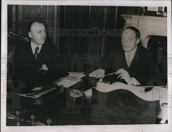 Georges Bonnet & Rene Brunet, maps new financial program 1937 Vintage ...