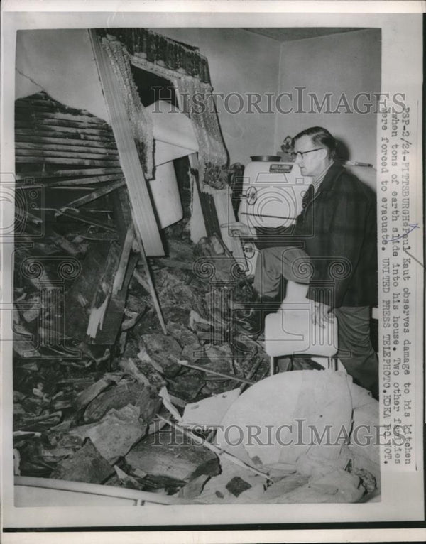 Paul Kaut in House Destroyed by Landslide, Pittsburgh 1955 Vintage ...
