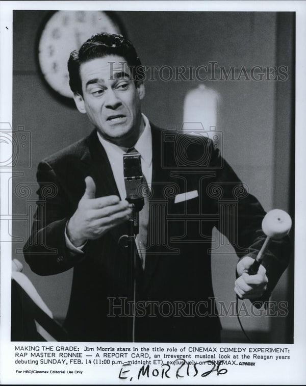 1988 Press Photo Jim Morris stars in Cinemax Comedy Experiment Rap Mas ...